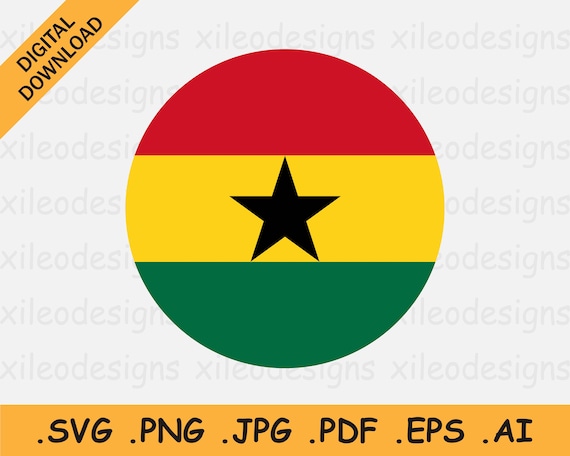 Ghana Round Flag SVG Ghanaian Circular Banner National - Etsy