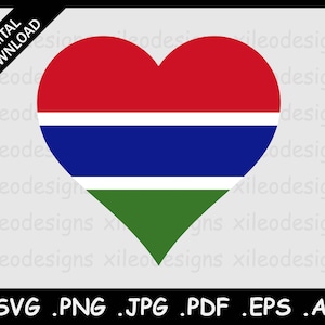 Gambia Heart Flag SVG, Gambian Love Shape Banner, Nation Country ...