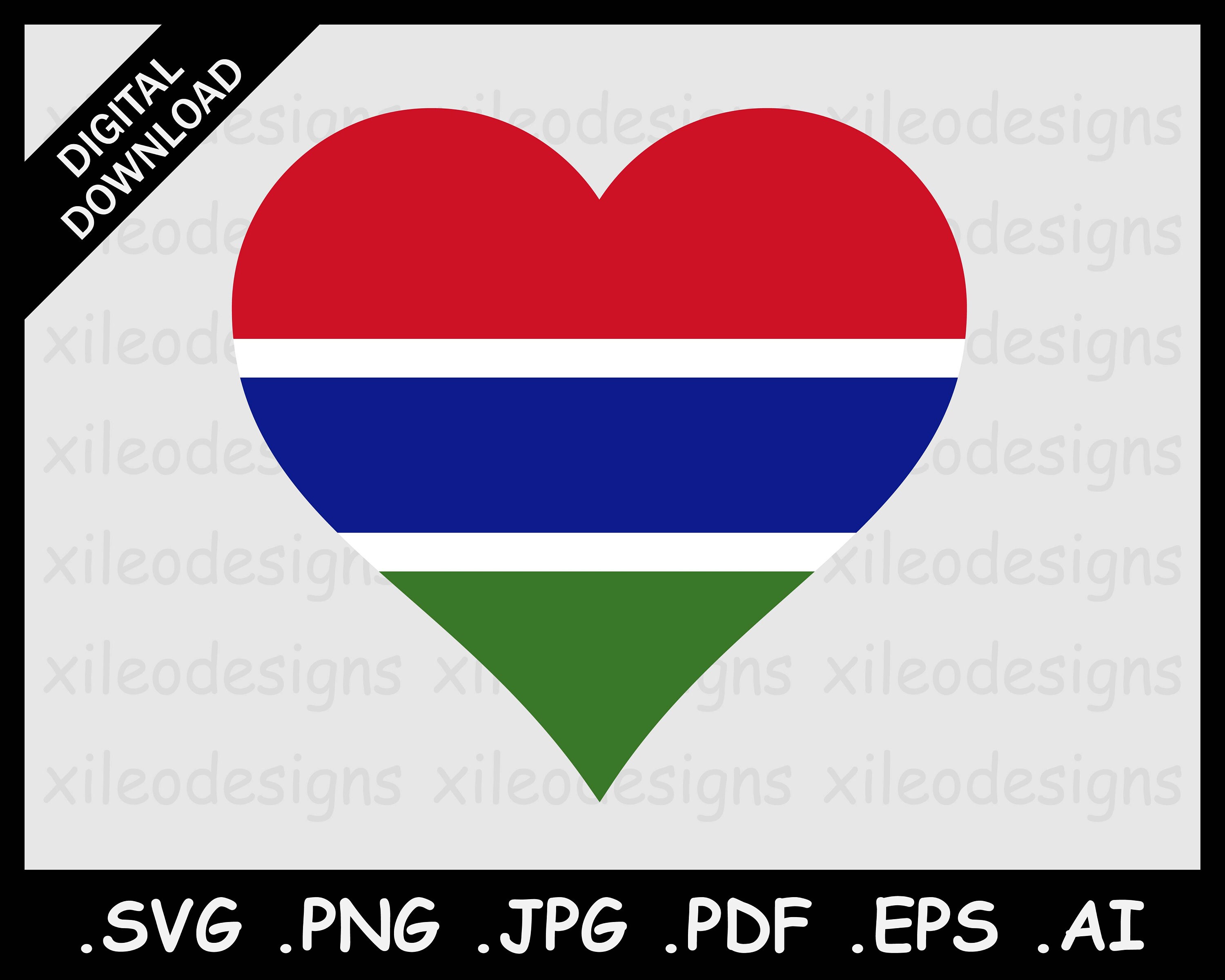 Gambia Heart Flag SVG, Gambian Love Shape Banner, Nation Country ...