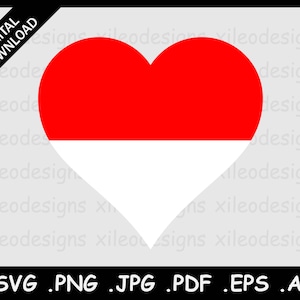 Indonesia Heart Flag SVG, Indonesian Love Shape Banner, National Nation ...
