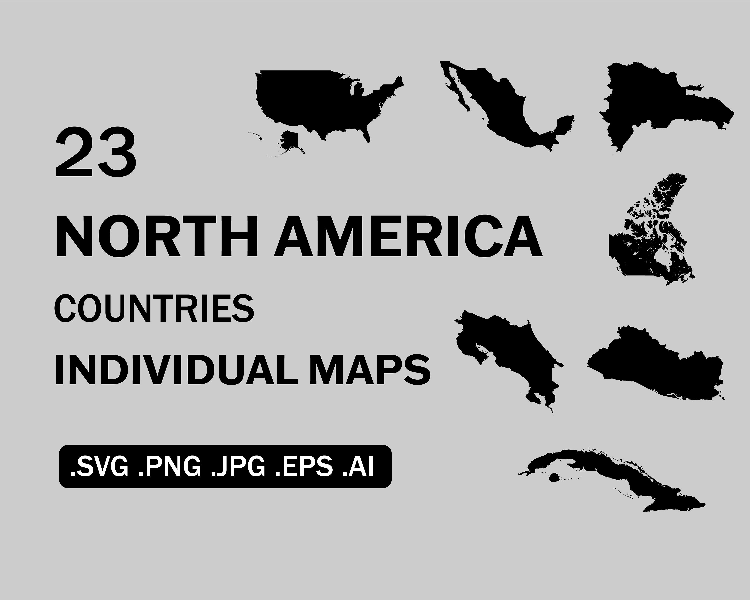 North America Countries Maps SVG Bundle Set North American | Etsy