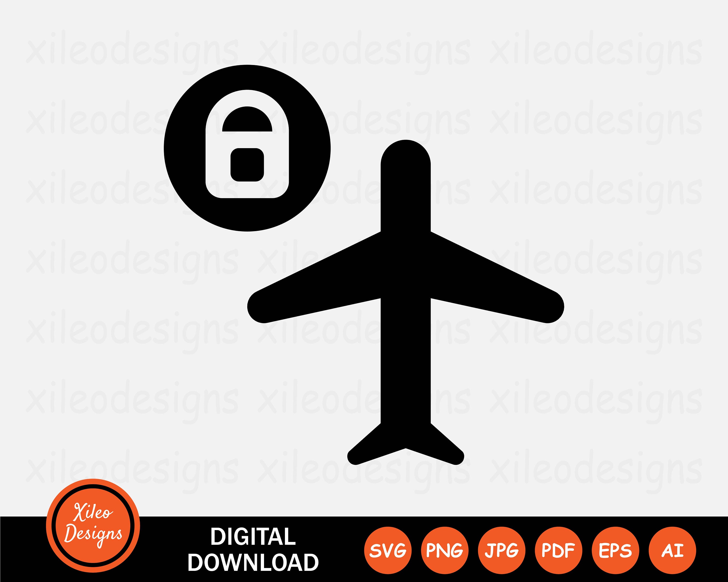 Airplane Lock Icon SVG Aircraft Plane Airport Closed Security Safety ...