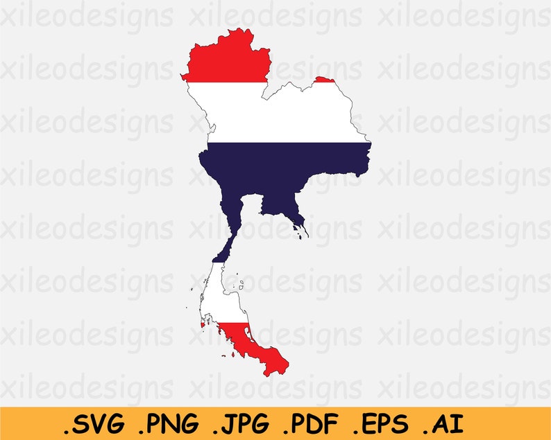 Thailand Flag Map SVG Thai Siam Cricut Cut File Country - Etsy