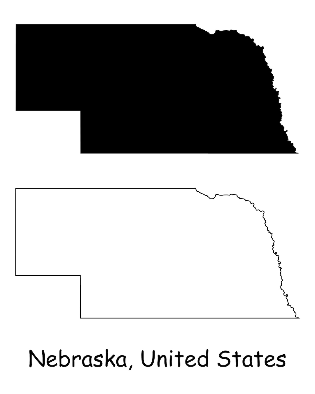 Nebraska Map SVG, NE USA United States of America Us, Black and White ...