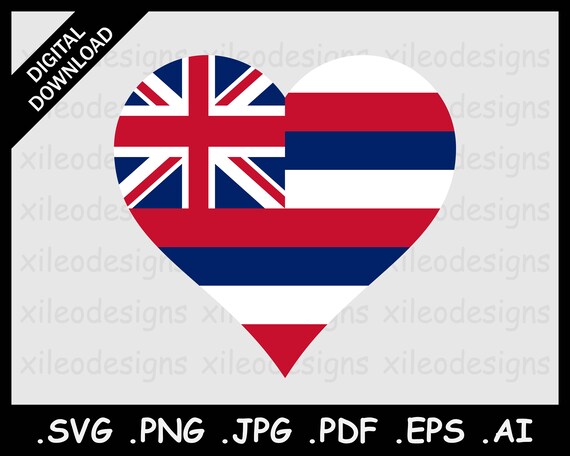 Hawaii Heart Flag SVG HI USA Love Shape Flag Icon Sign | Etsy