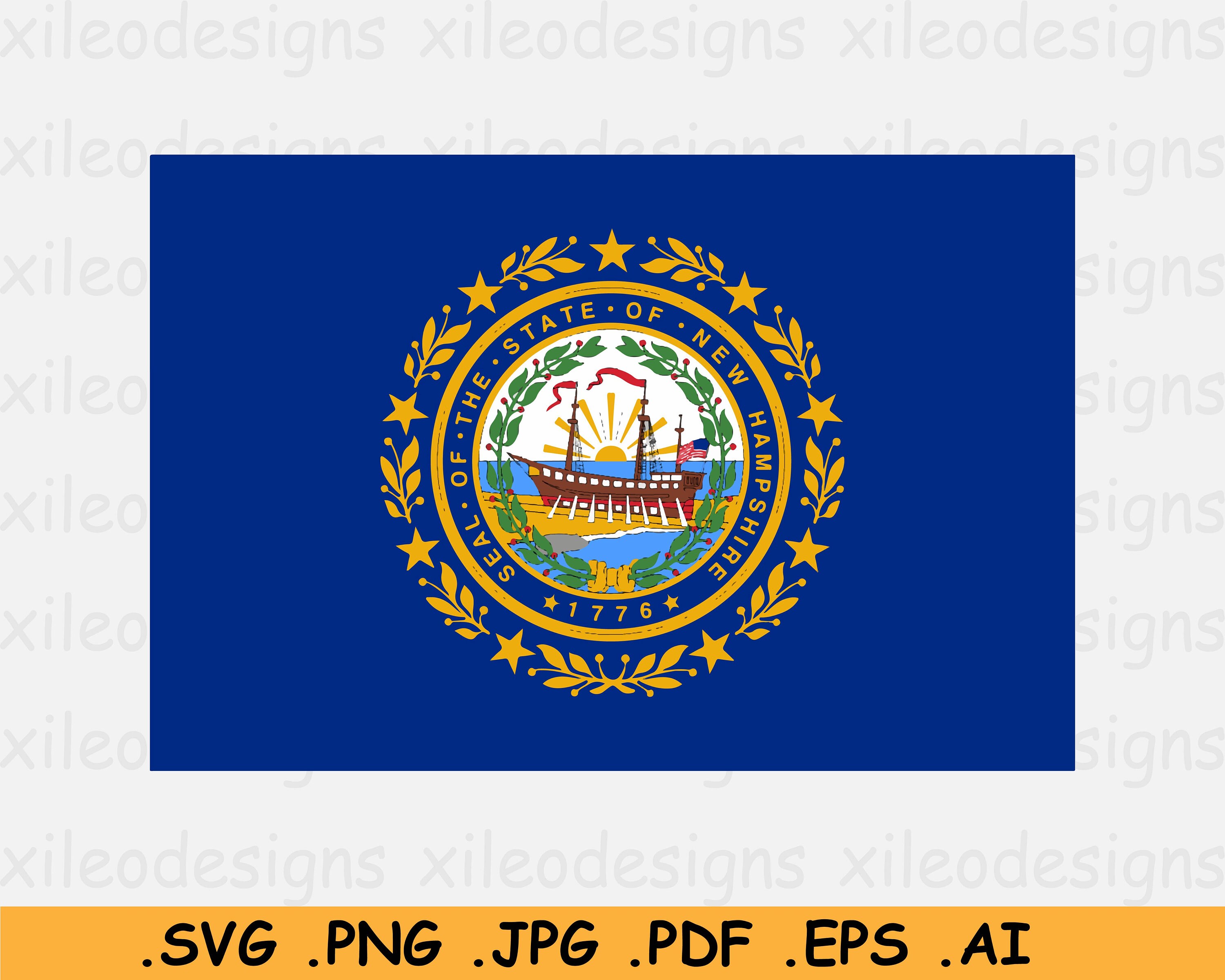 Drawing & Illustration New Hampshire Map Flag SVG eps ai png jpg pdf NH ...
