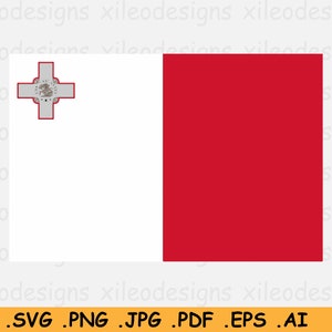 Malta Flag SVG, Maltese National Nation Country Banner, Instant Digital ...