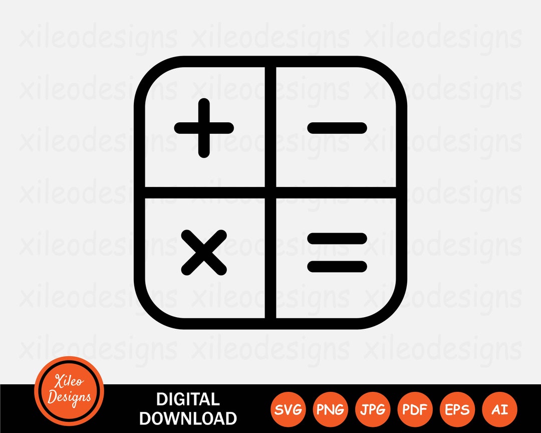 Calculator App Icon SVG Math Mathematics Finance Bank Graphic Vector ...