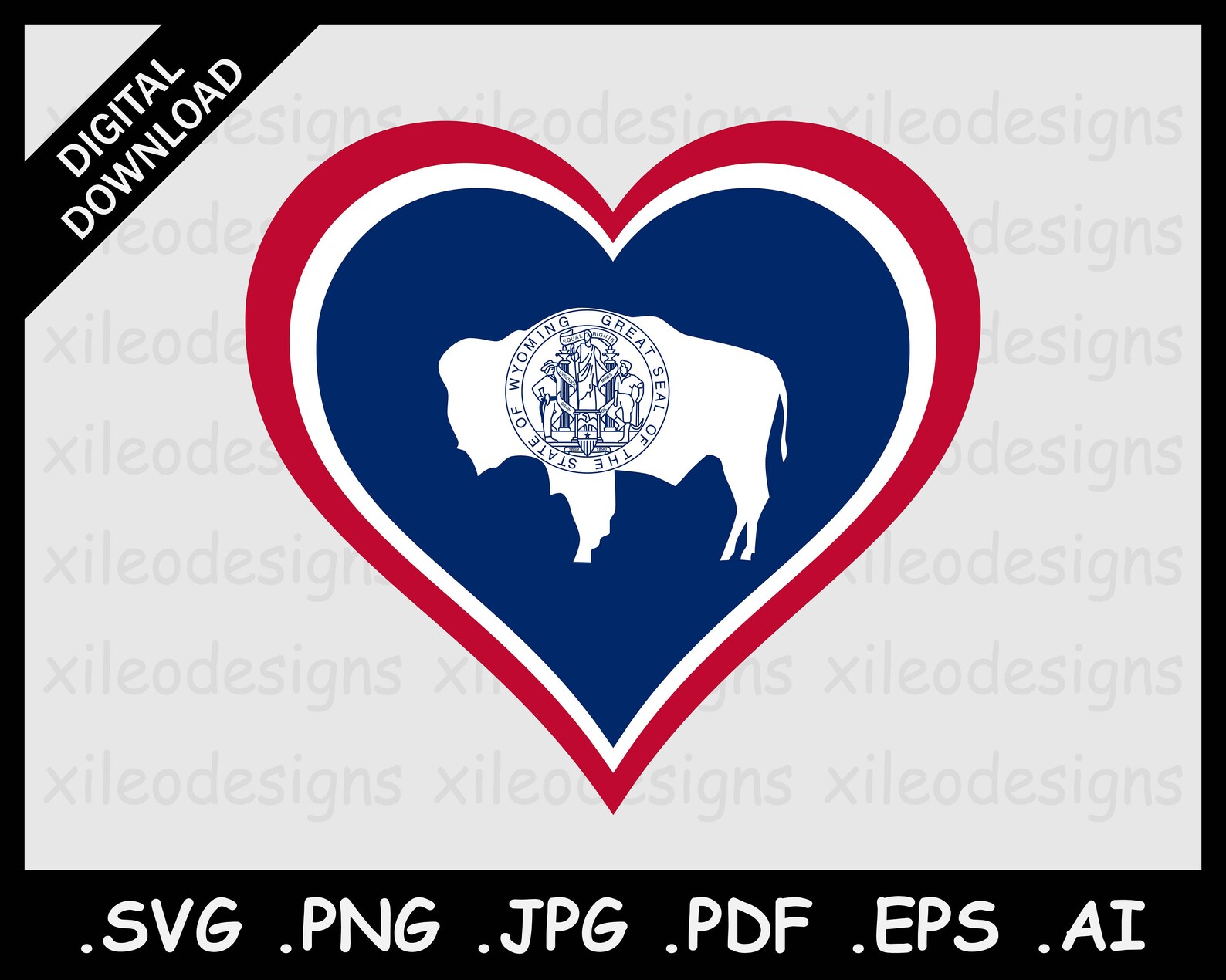 Wyoming Heart Flag SVG, WY USA Love Shape Flag, State Icon Emoji Sign ...