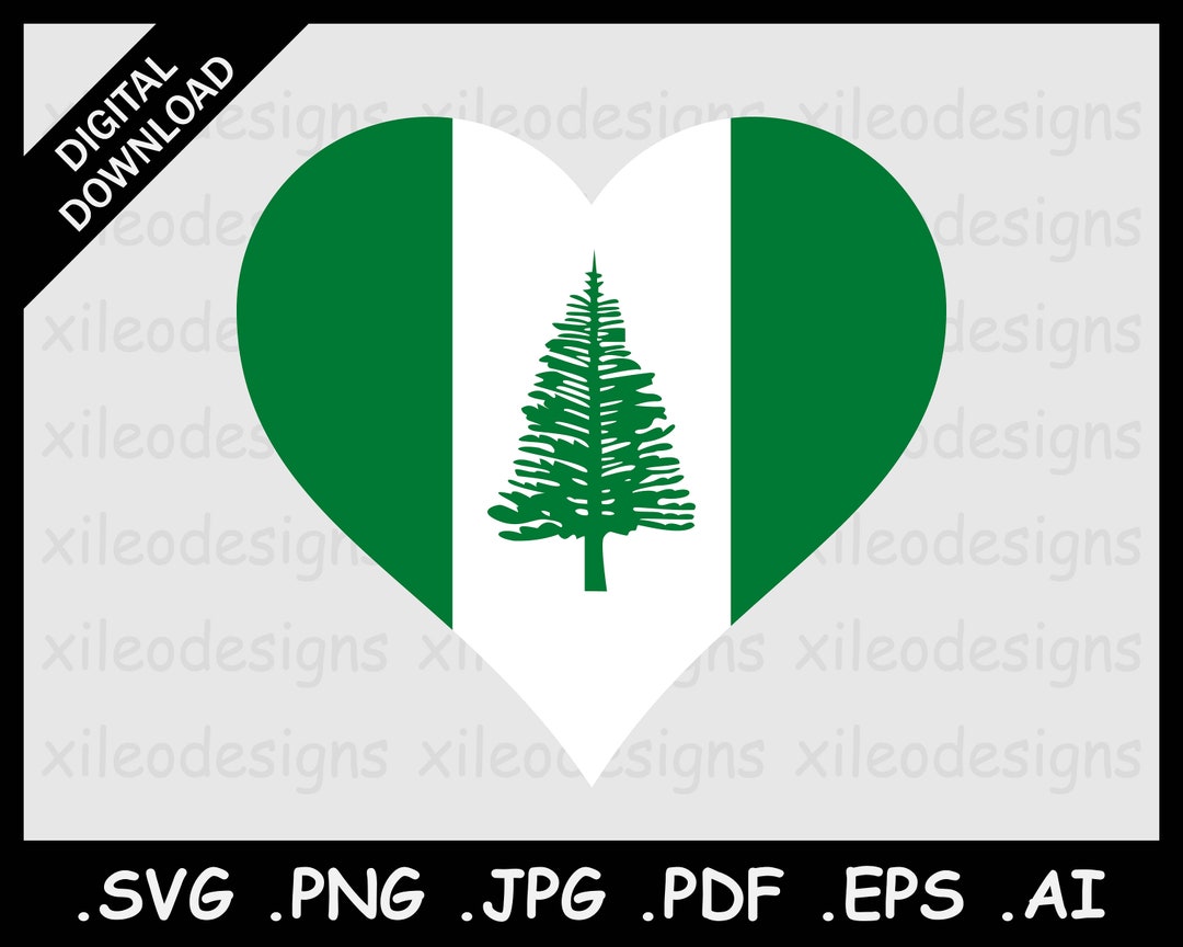 Norfolk Island Heart Flag SVG, Australian Territory Love Shape Flag ...