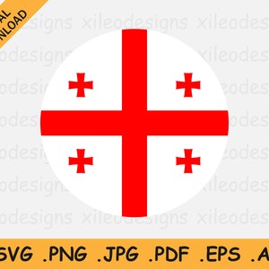 Georgia Round Flag SVG - Georgian Circular Banner, National Circle ...