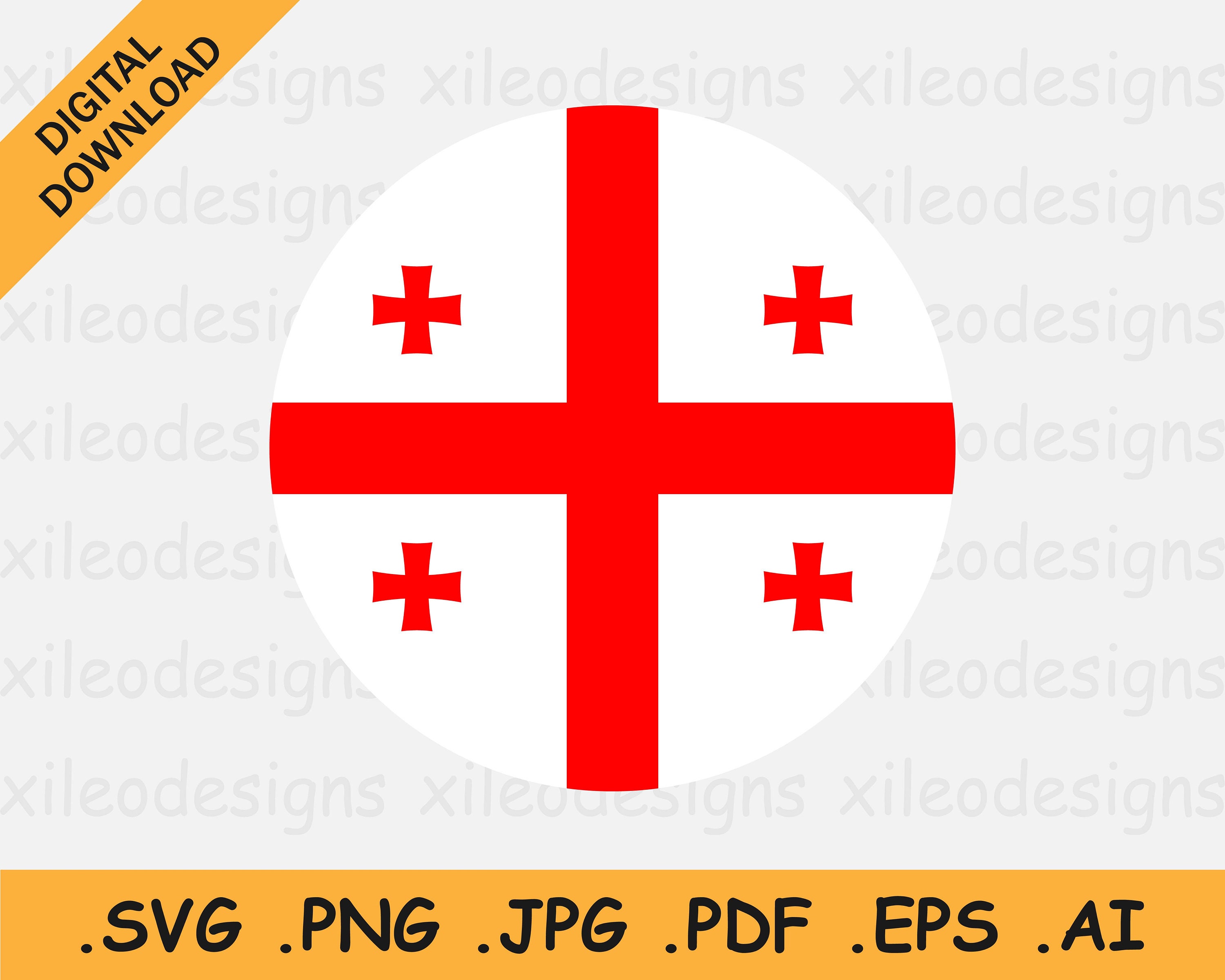 Georgia Round Flag SVG Georgian Circular Banner National - Etsy