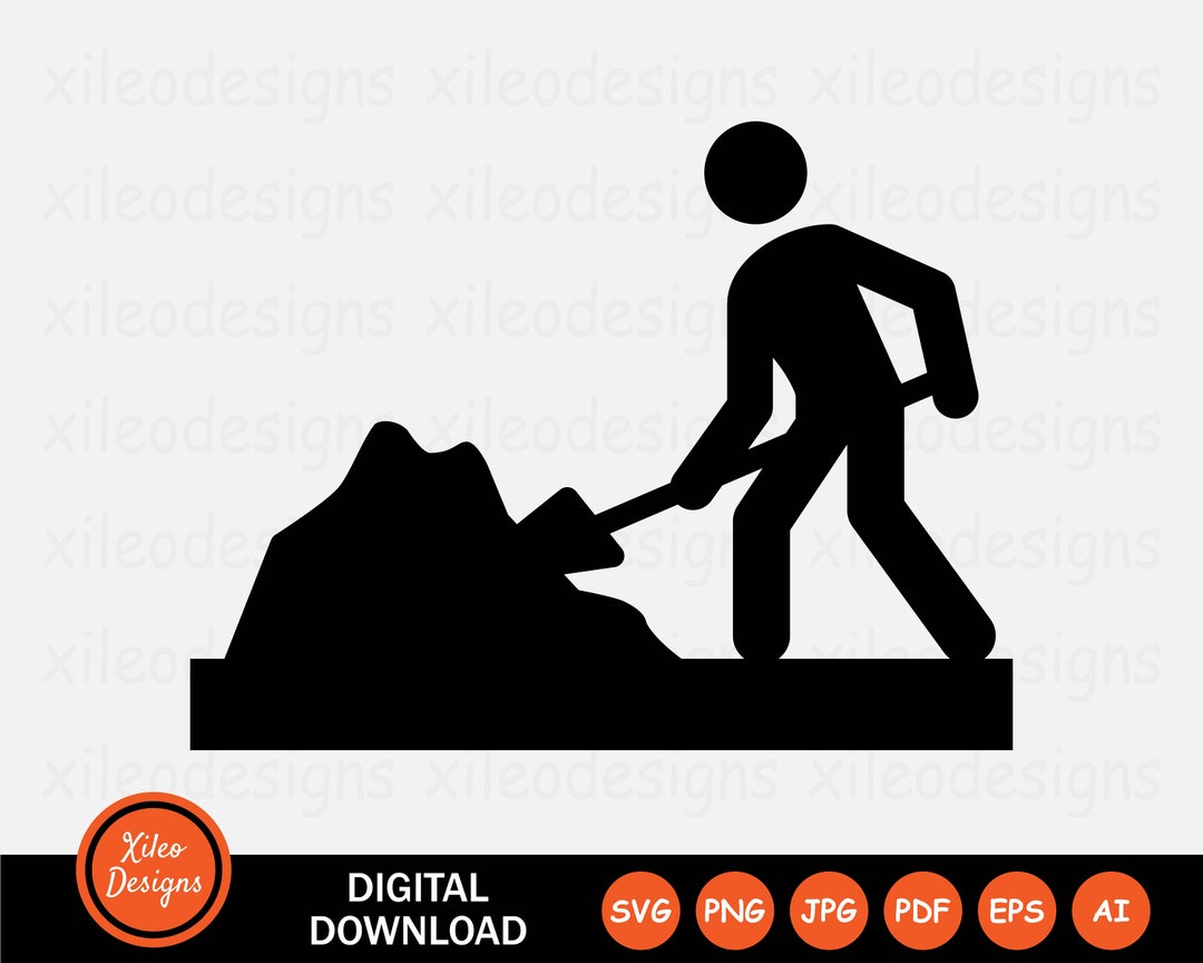 Man Shovelling Icon SVG Shovel Construction Dig Worker Graphic Vector ...