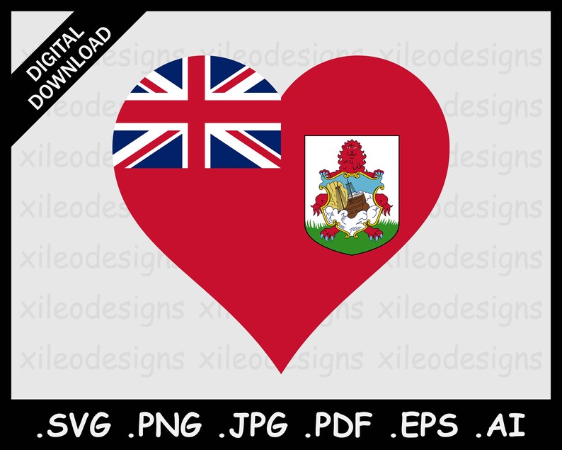 Bermuda Heart Flag SVG, the Bermudas Love Shape Flag, Somers Isles Icon ...