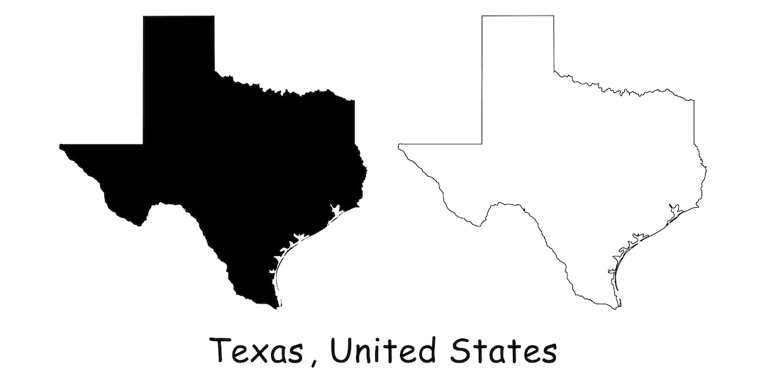Texas Map SVG, TX USA United States of America Us, Black White Outline ...