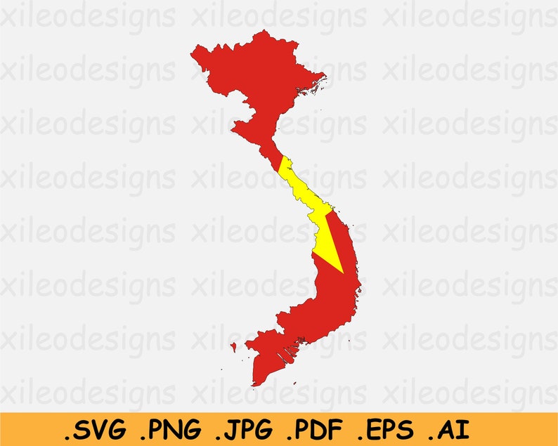 Vietnam Flag Map SVG, Vietnamese Cricut Cut File, Country Nation ...
