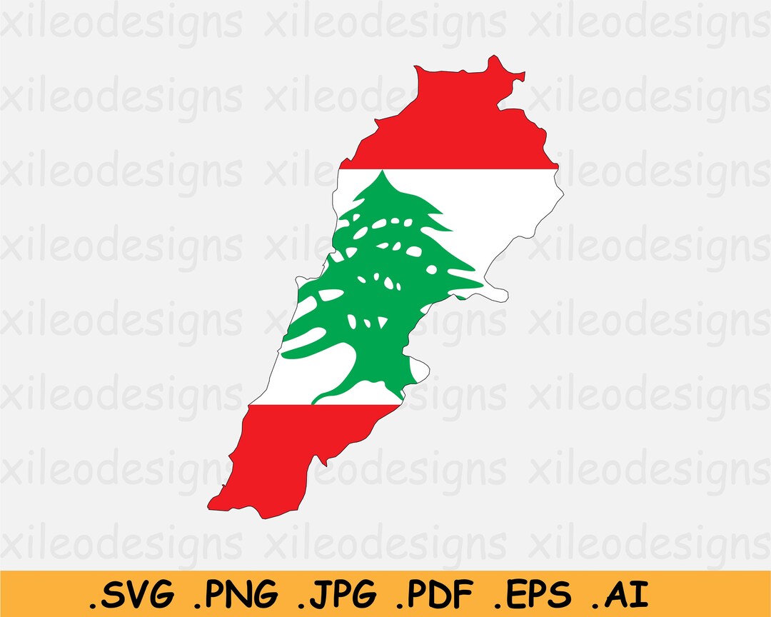 Lebanon Map Flag SVG, Lebanese SVG Cricut Cut File, Country Nation ...