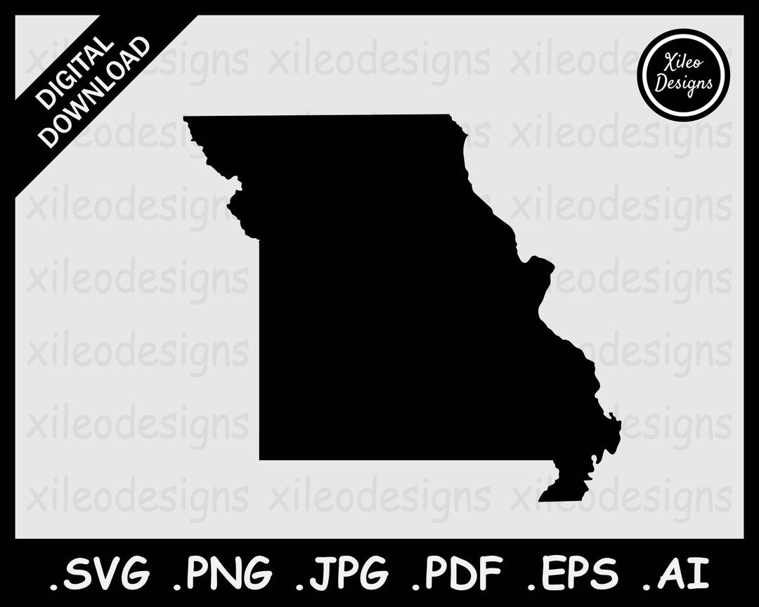 Missouri Map SVG, MO USA State Boundary Border, Missourian United ...