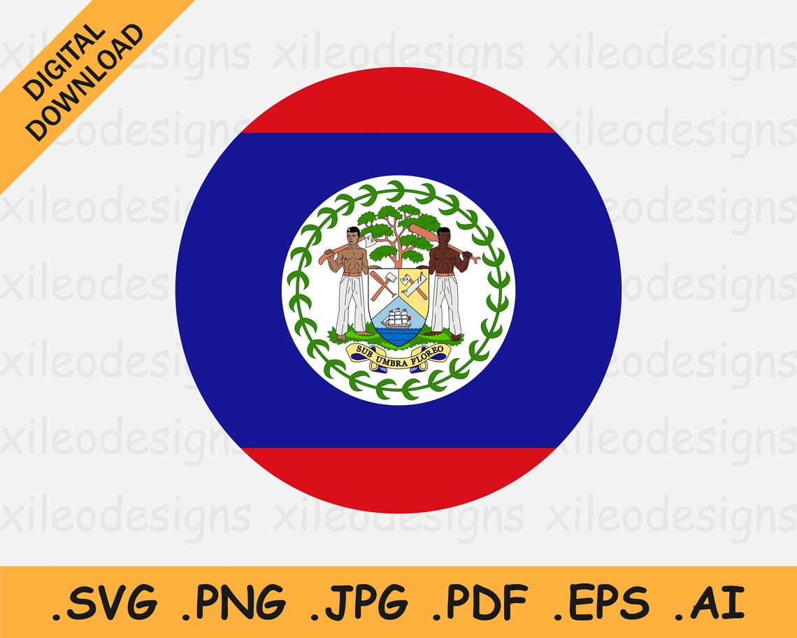 Belize Round Flag SVG Belizean Circle Banner Country - Etsy