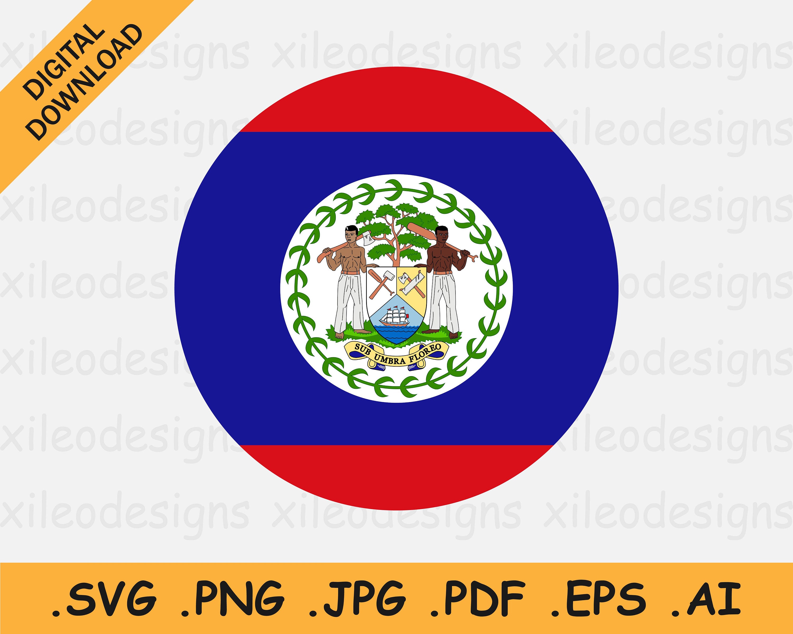 Belize Round Flag SVG Belizean Circle Banner Country - Etsy