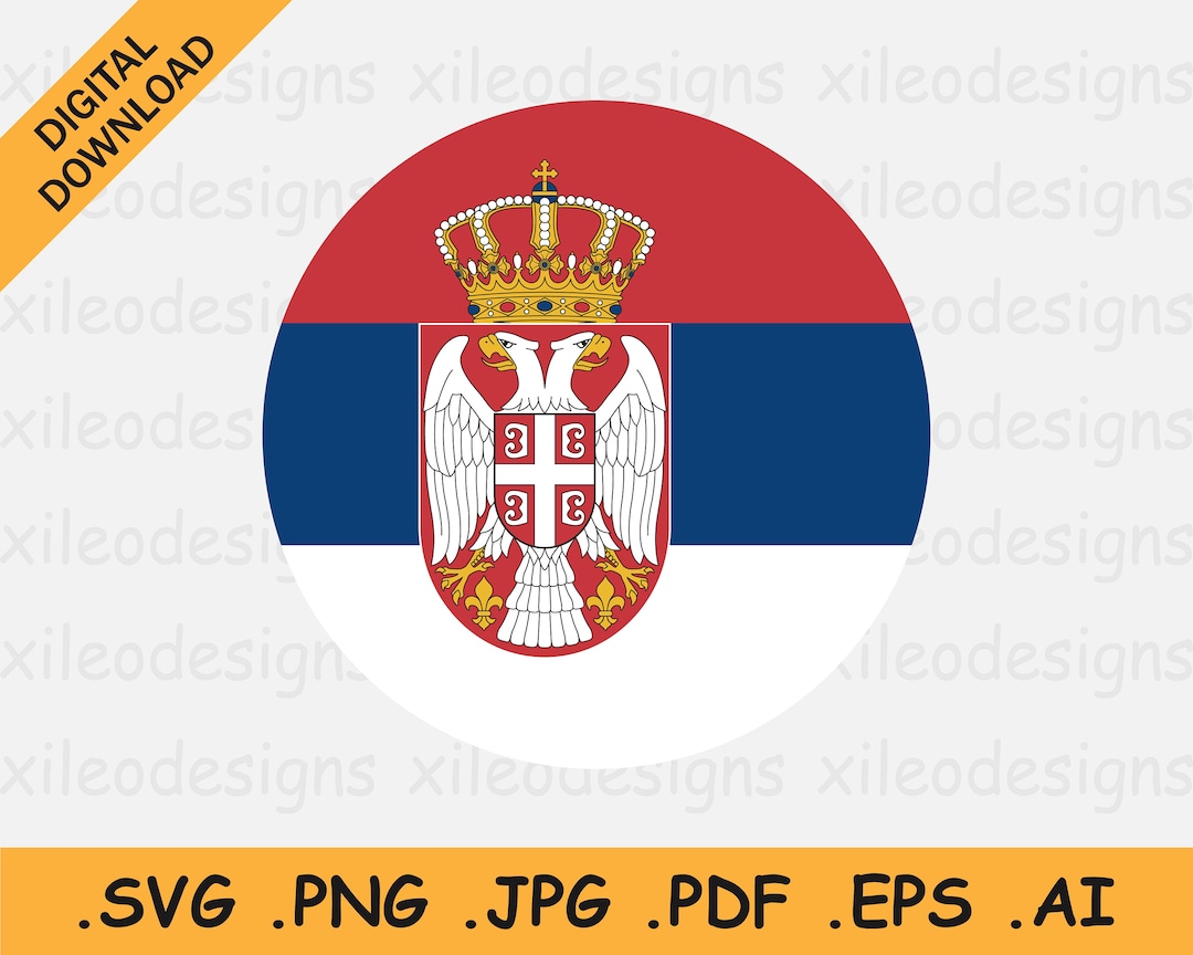 Serbia Round Flag SVG, Serbian Circular Banner, Country National Circle ...