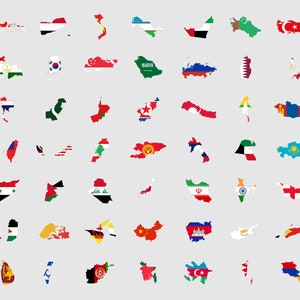 Asian Countries Flag Maps SVG Bundle - Asia Country Nation National ...
