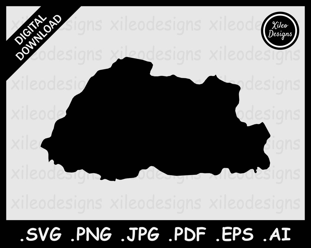 Bhutan Map SVG, Bhutanese Country National Border Boundary, Black ...