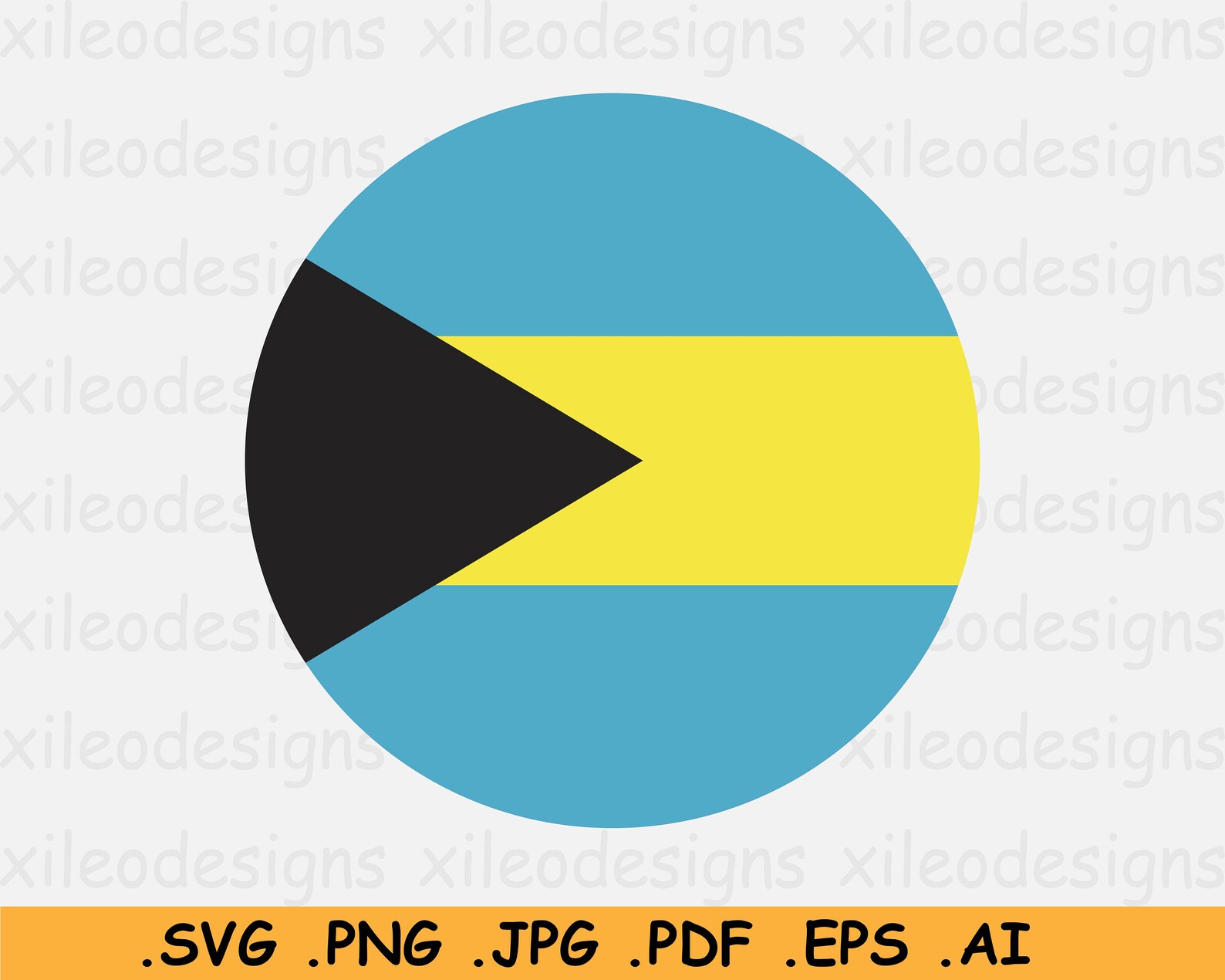 The Bahamas Round Flag Svg Bahamian Circle Icon National Etsy