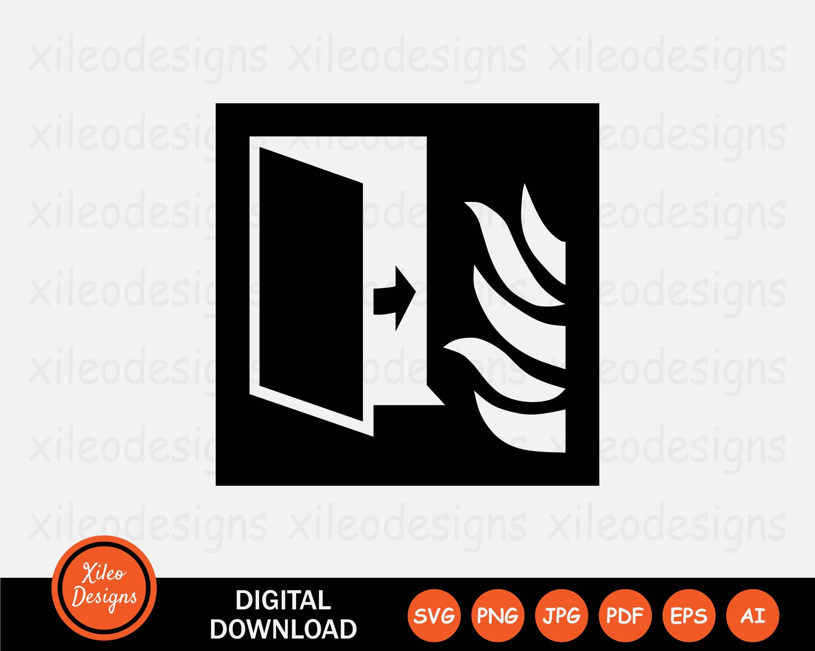 Emergency Fire Escape SVG Exit Door Path Evacuate Signage Sign Symbol ...