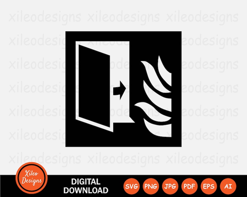 Emergency Fire Escape SVG Exit Door Path Evacuate Signage Sign - Etsy