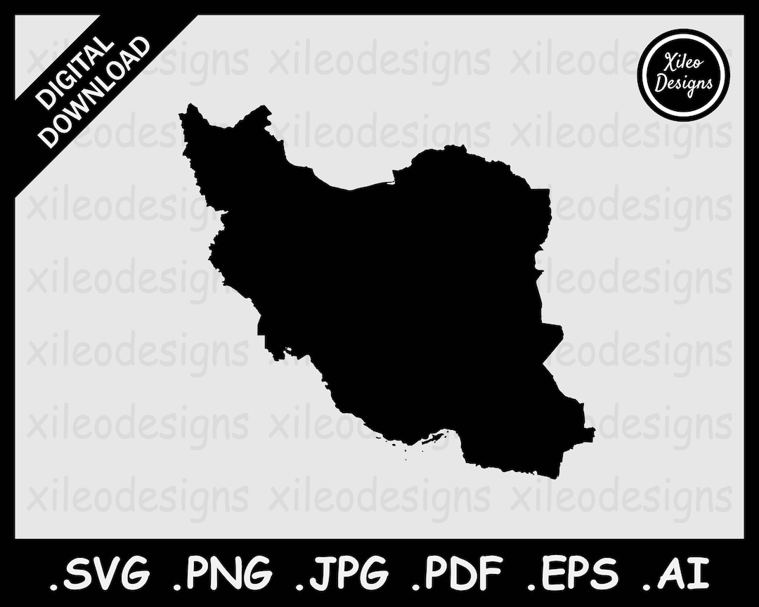 Iran Map SVG, Iranian Country National Border Boundary, Persia Black ...