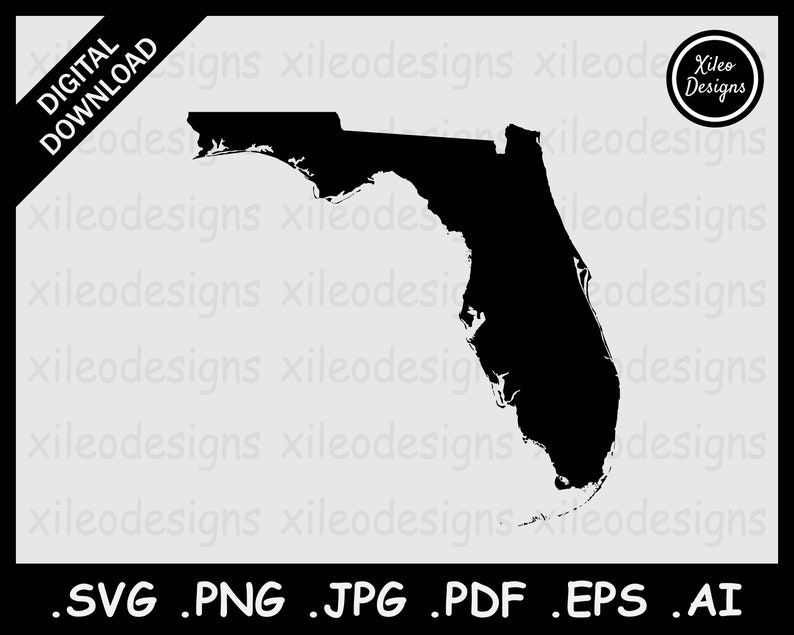 Florida Map SVG, FL USA State Boundary Border, Floridian United States ...