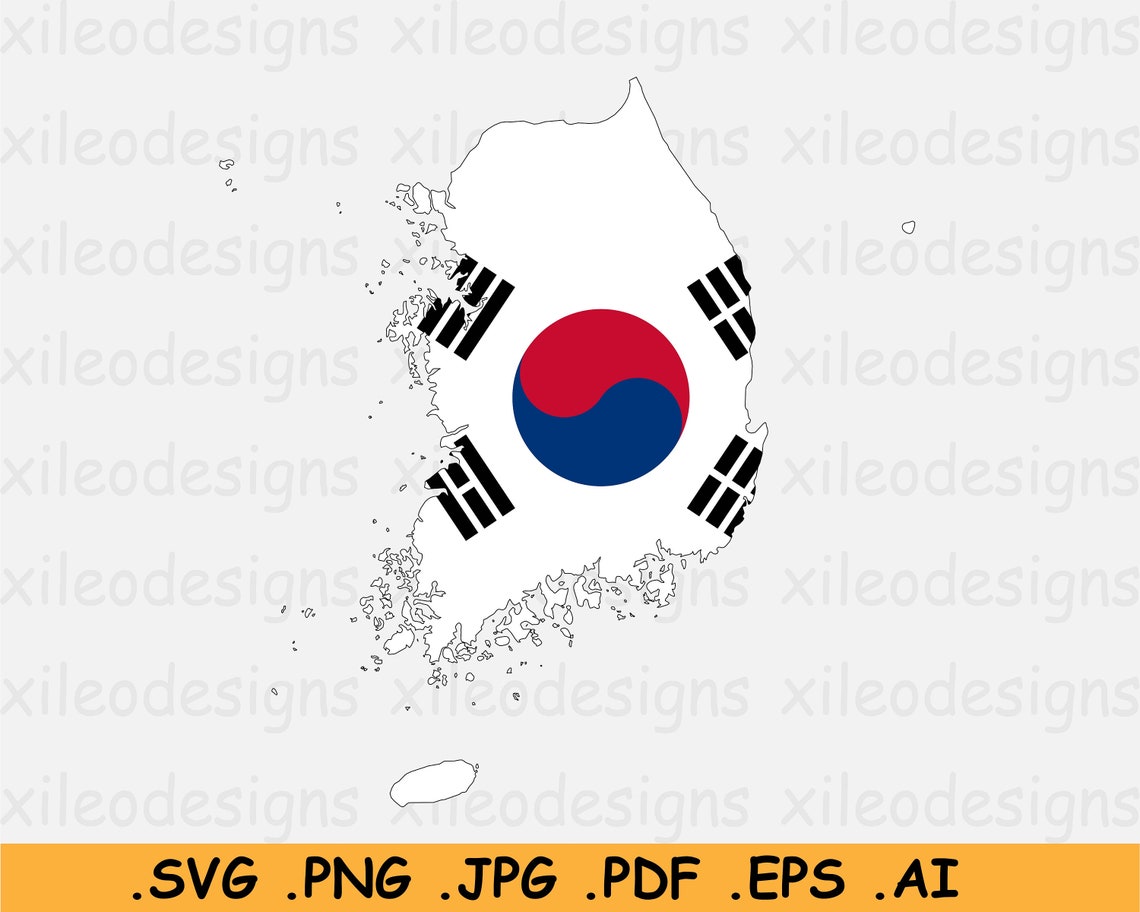 South Korea Flag Map SVG Korean Cricut Cut File Country - Etsy UK