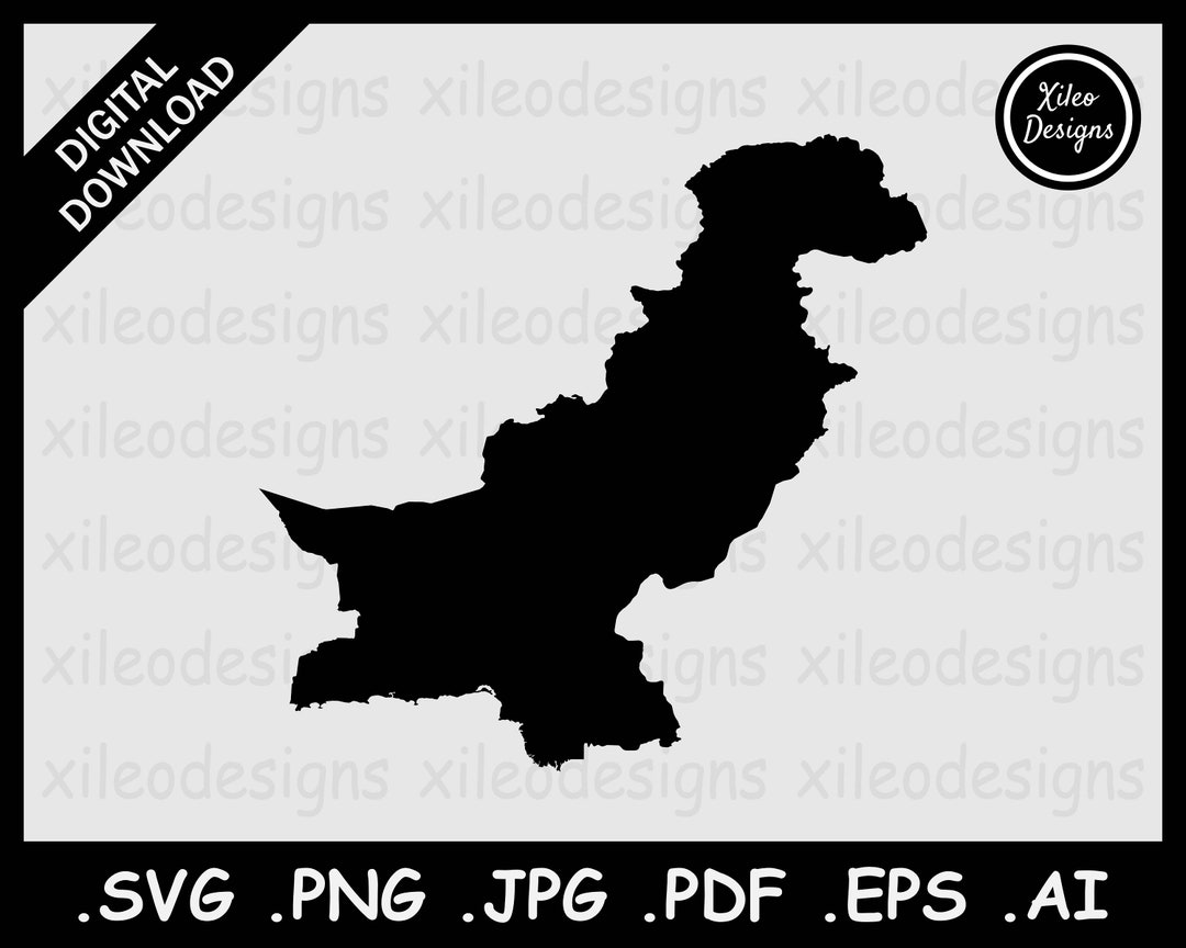 Pakistan Map SVG, Pakistani Country National Border Boundary, Black ...