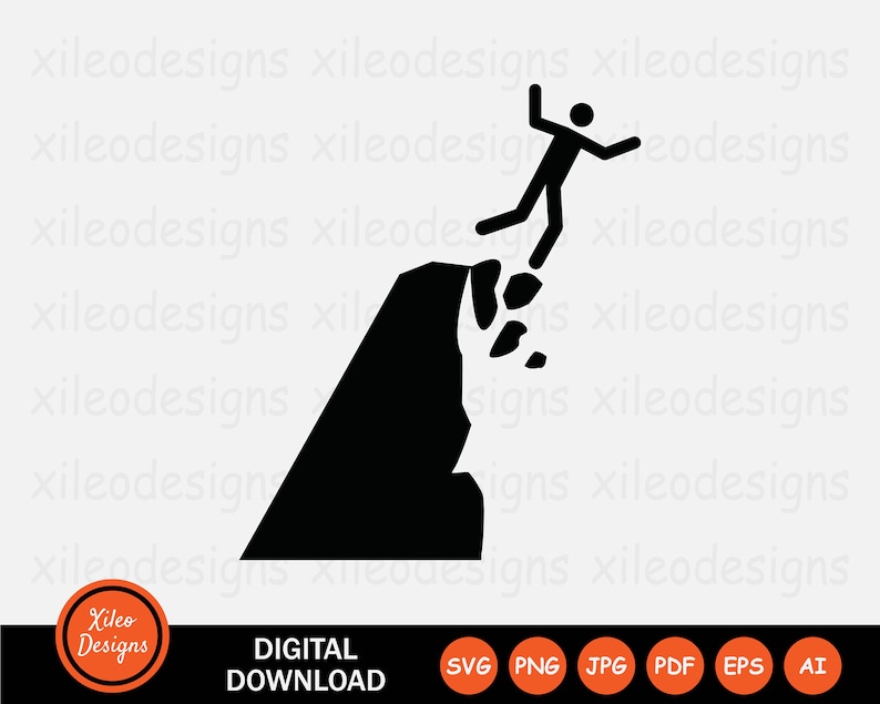 Cliff Collapse Icon SVG Landslide Mountain Break off Man - Etsy