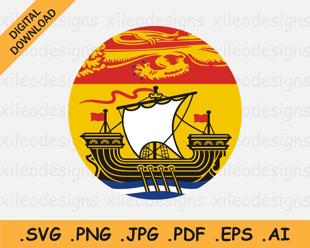 New Brunswick SVG, Round Flag SVG, Canada Canadian Province Circular ...