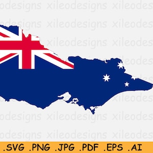 Victoria Flag Map SVG, Vic Australia, AU AUS Australian State Border ...