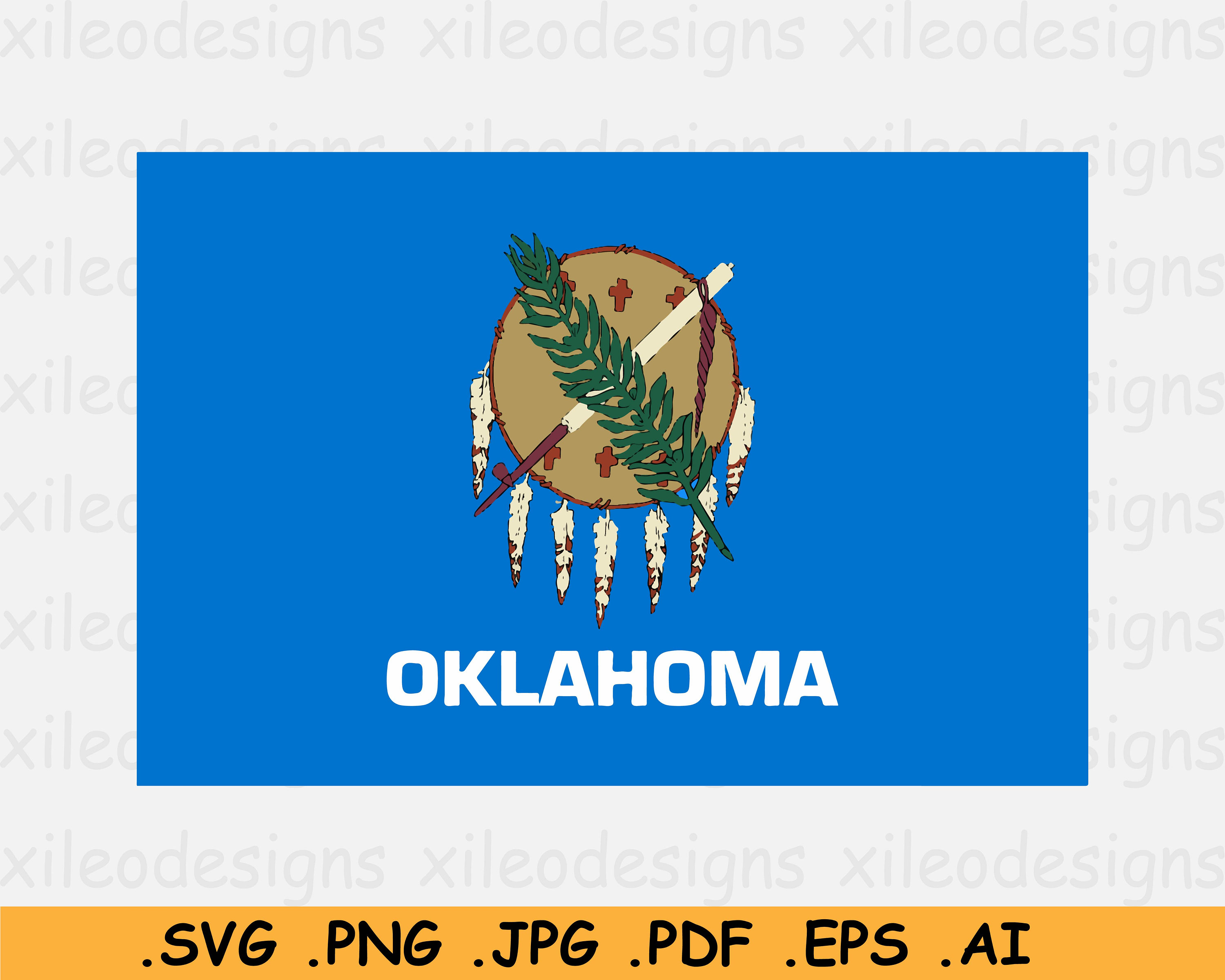 Oklahoma Flag SVG - OK US Usa State Banner, American United States of ...