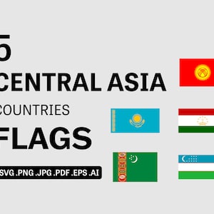 Central Asia Country Flags SVG Bundle Set - Countries Nation National ...