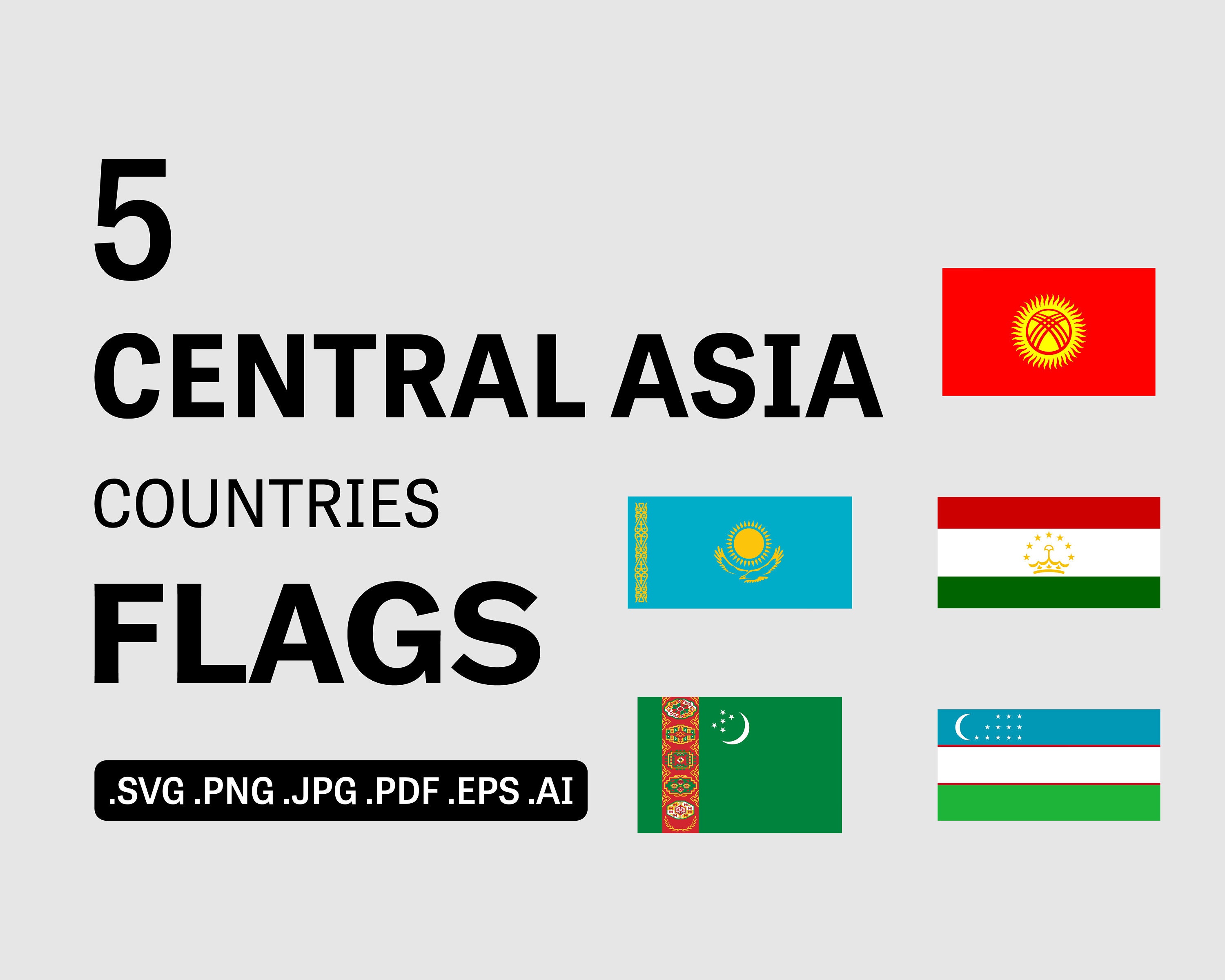 Central Asia Country Flags SVG Bundle Set Countries Nation - Etsy UK