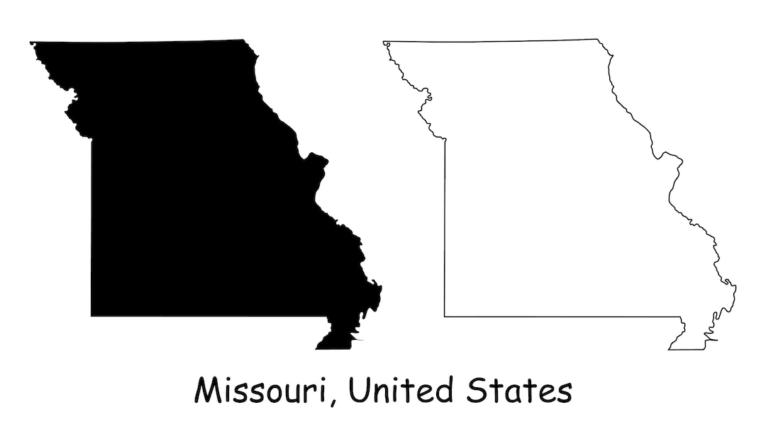 Missouri Map SVG, MO USA United States of America Us, Black and White ...