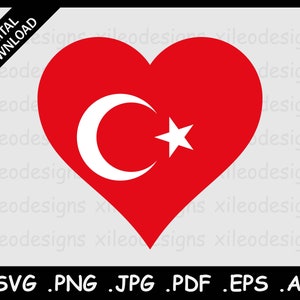 Turkey Heart Flag SVG, Turkish Love Shape Country National Flag ...