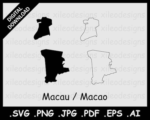 Macau Map SVG Macao Macanese Solid Outline China Region Atlas | Etsy