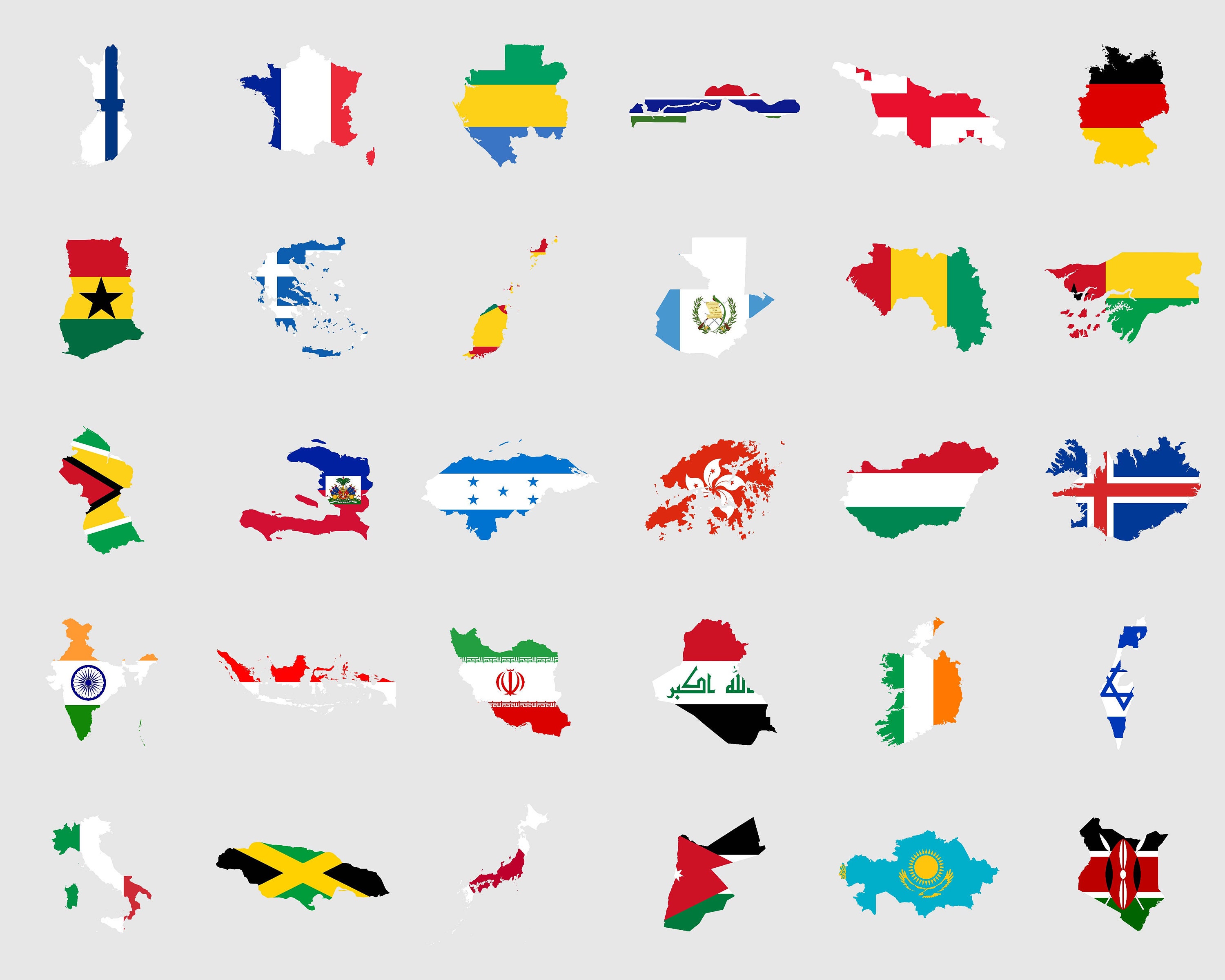 Individual World Countries Map Flags SVG Nation National - Etsy