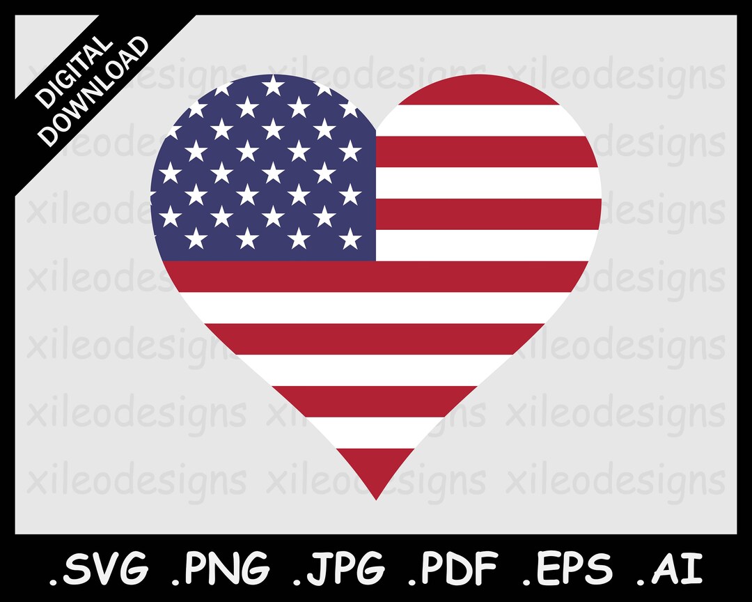 USA Heart Flag SVG, United States Love Shape Country National America ...