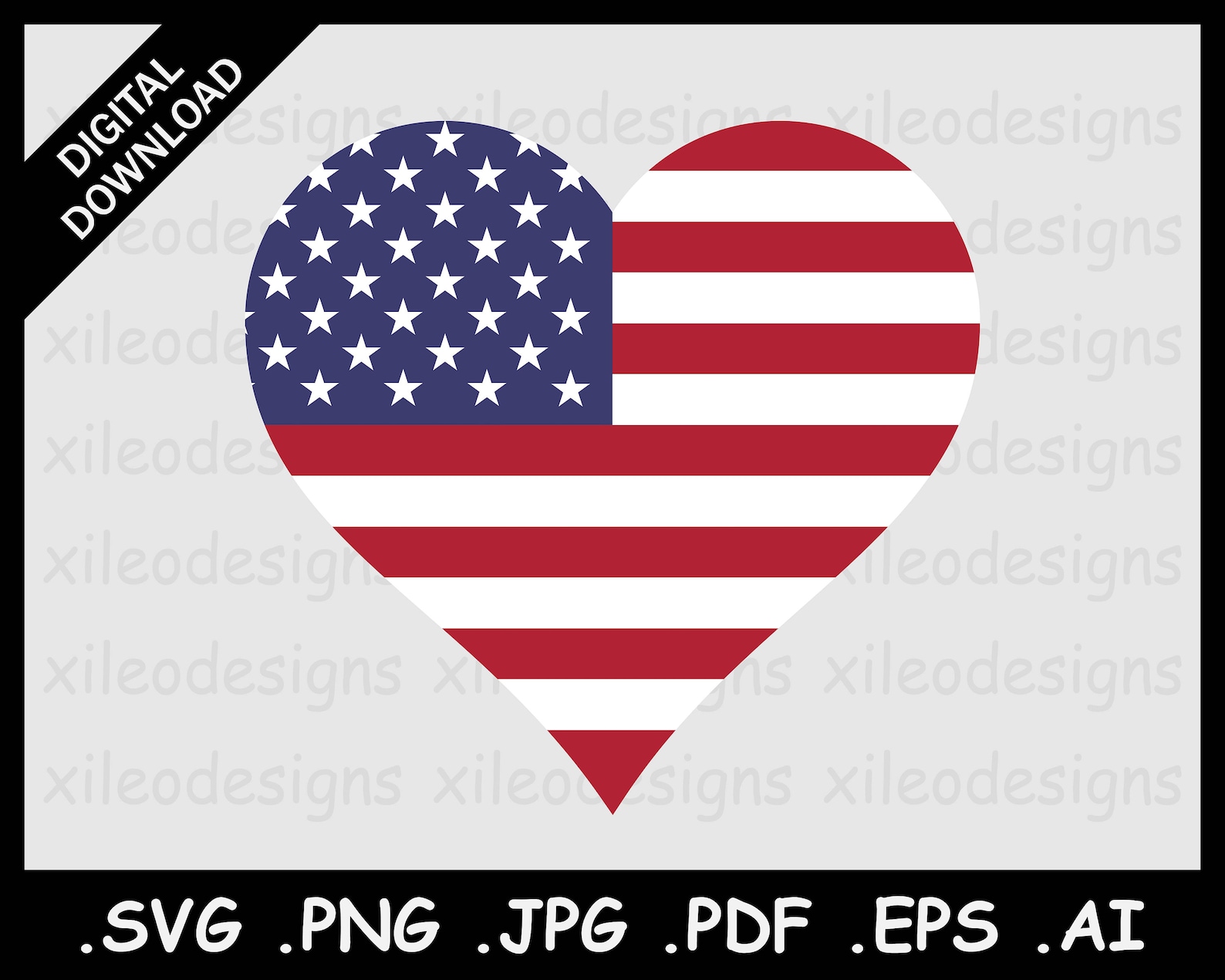 USA Heart Flag SVG United States Love Shape Country National | Etsy