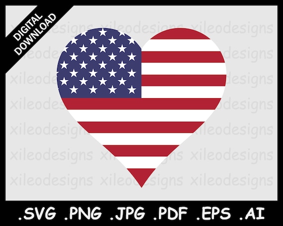 USA Heart Flag SVG United States Love Shape Country National | Etsy