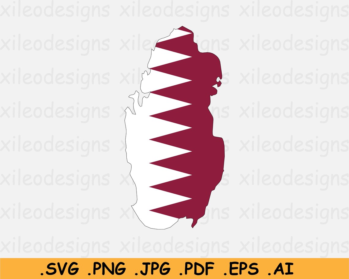 Qatar Map Flag SVG Qatari Cricut Cut File Country Nation - Etsy