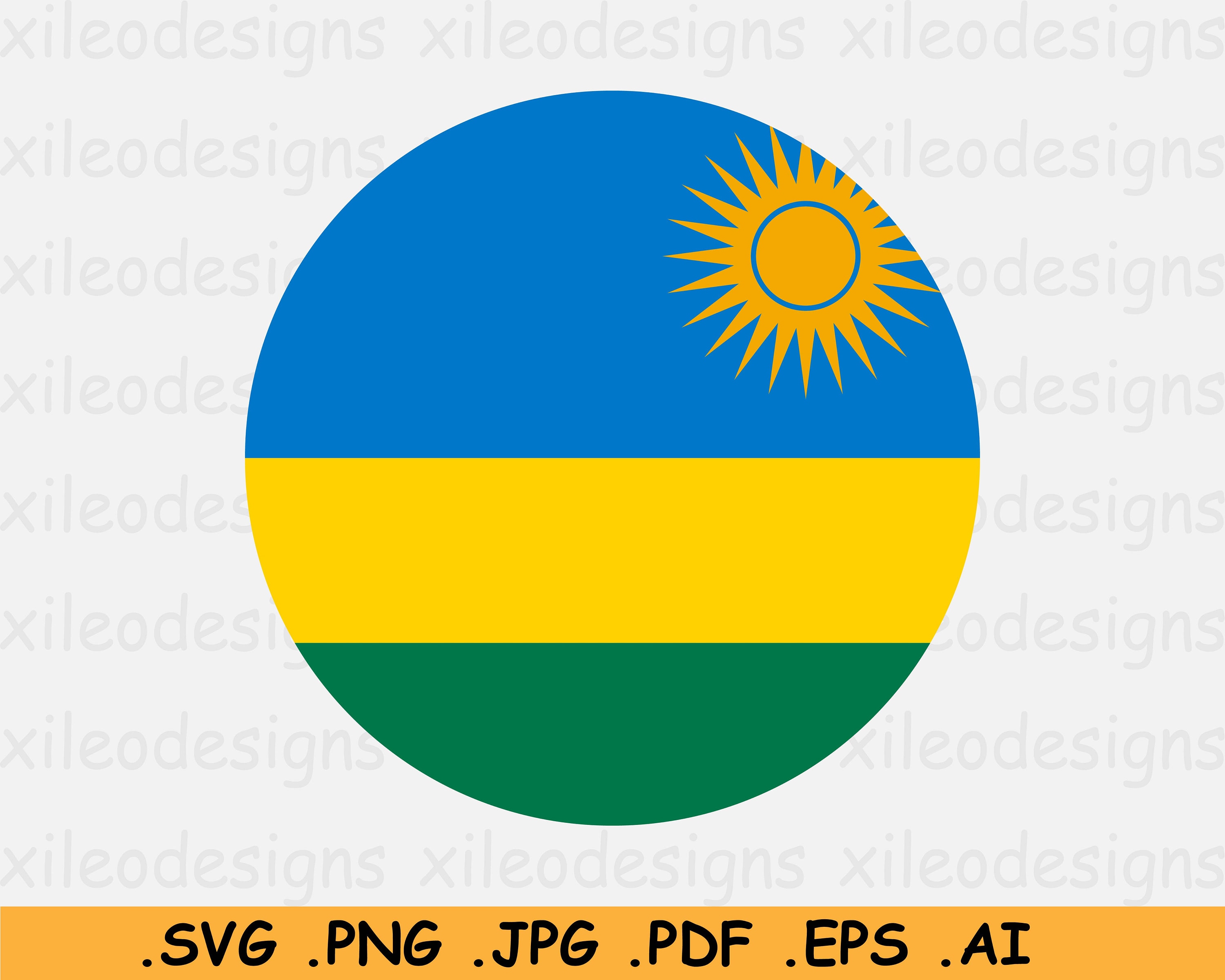 Rwanda Round Flag SVG Rwandan Circular Banner National | Etsy