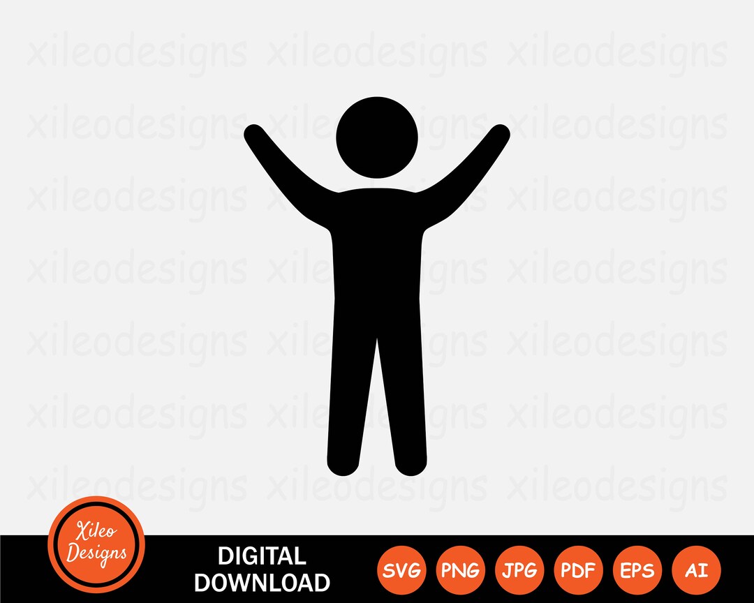 Child Icon SVG Kid Toddler Small Boy Raise Hands Arms Png Jpg Eps Ai ...